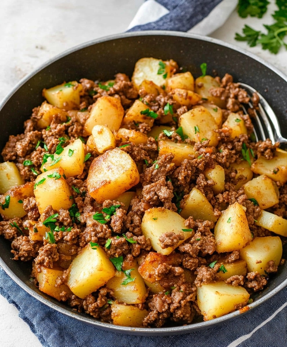 Ground Beef And Potatoes Skillet Recipe - Savory Recipe