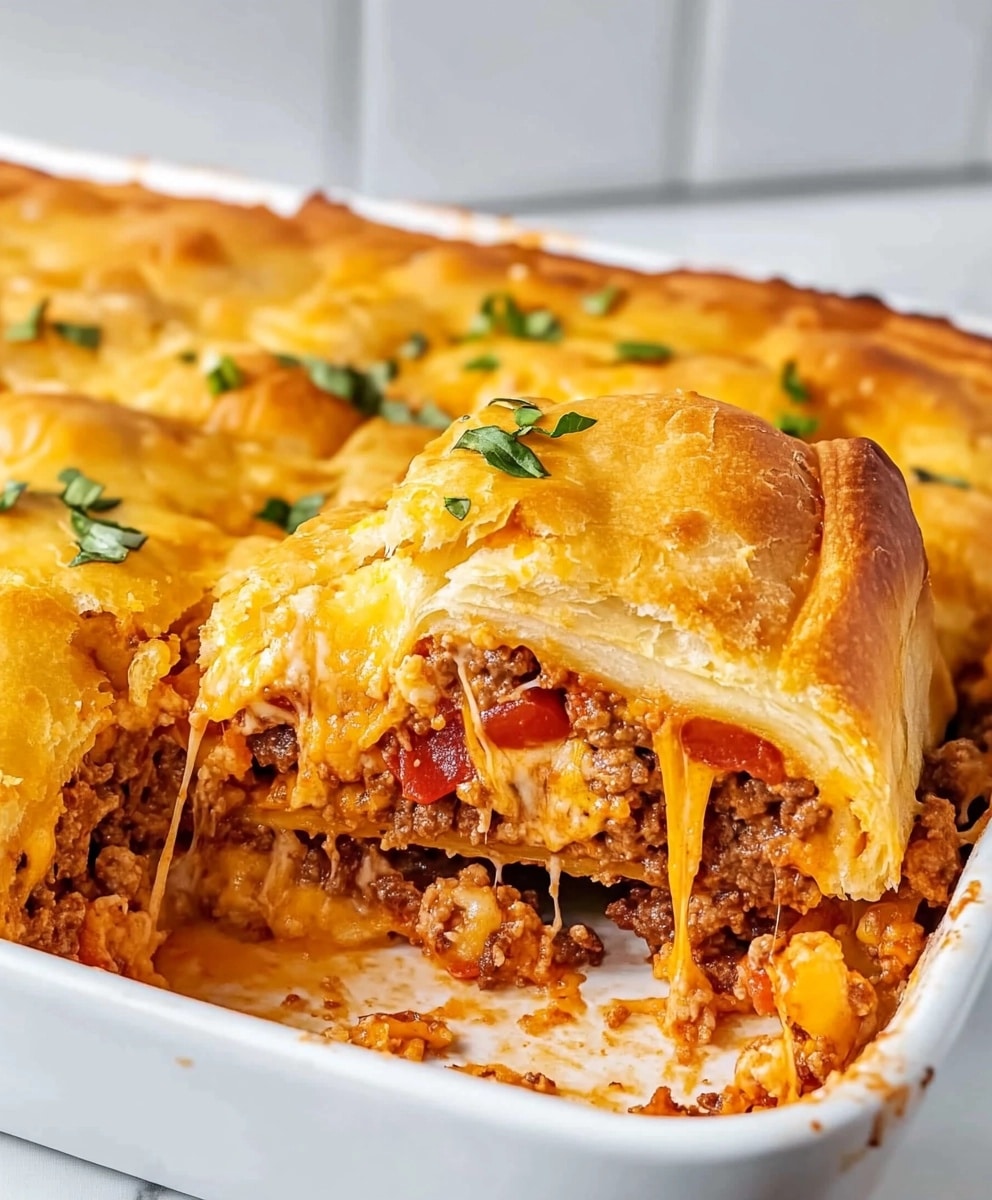 Crescent Roll Cheeseburger Casserole Recipe - Savory Recipe