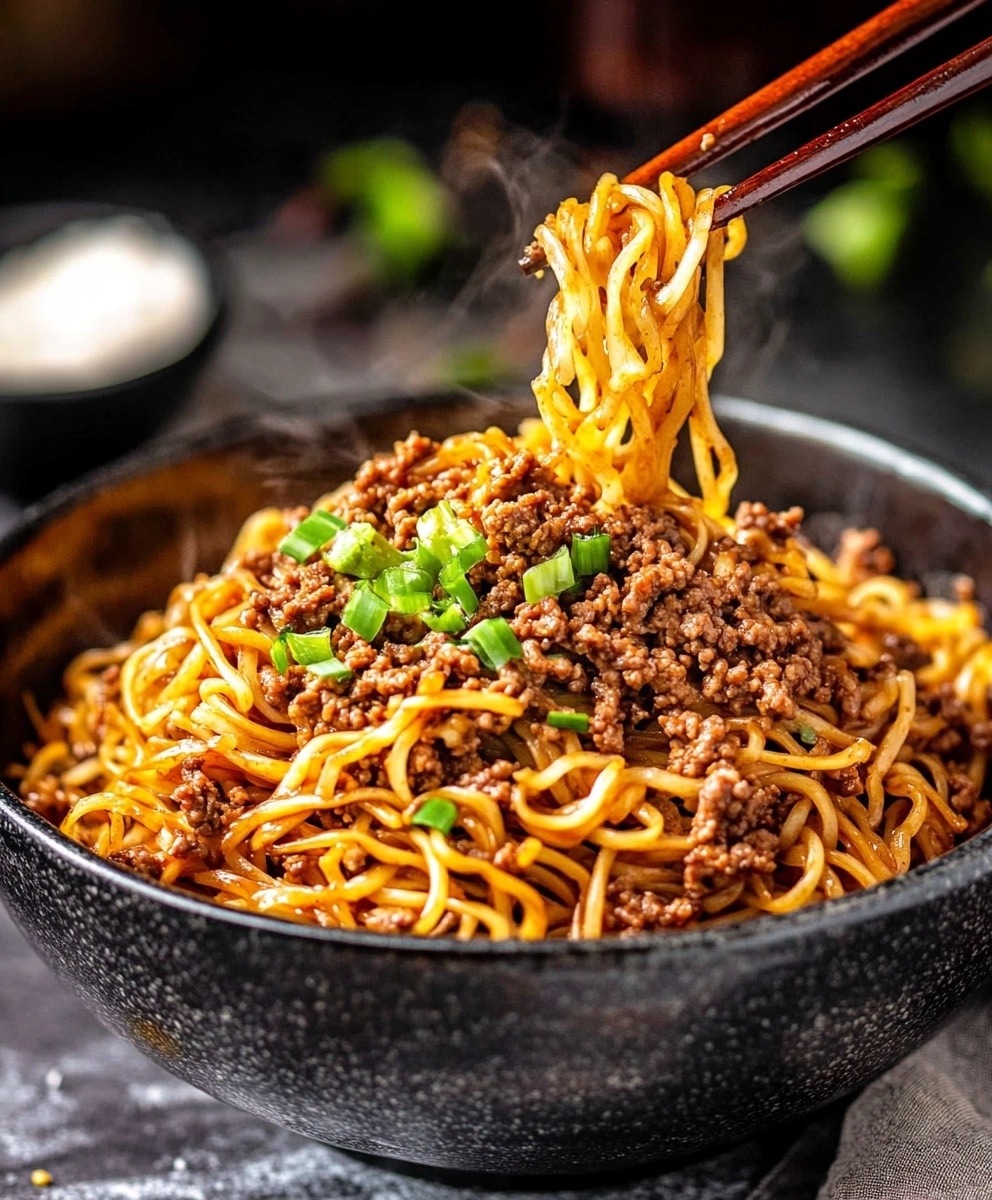 Asian Ground Beef Noodles Recipe - Savory Recipe