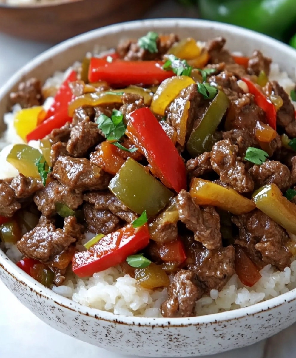 Beef And Pepper Rice Bowls Recipe - Savory Recipe