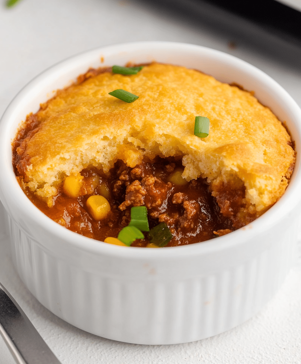 Chili Pot Pie With Cornbread Crust Recipe - Savory Recipe