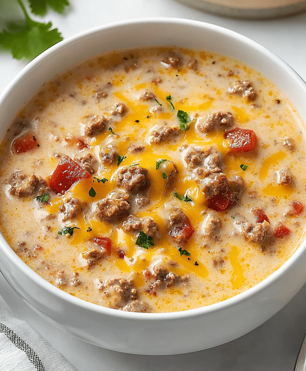 Easy Cheeseburger Soup Recipe - Savory Recipe
