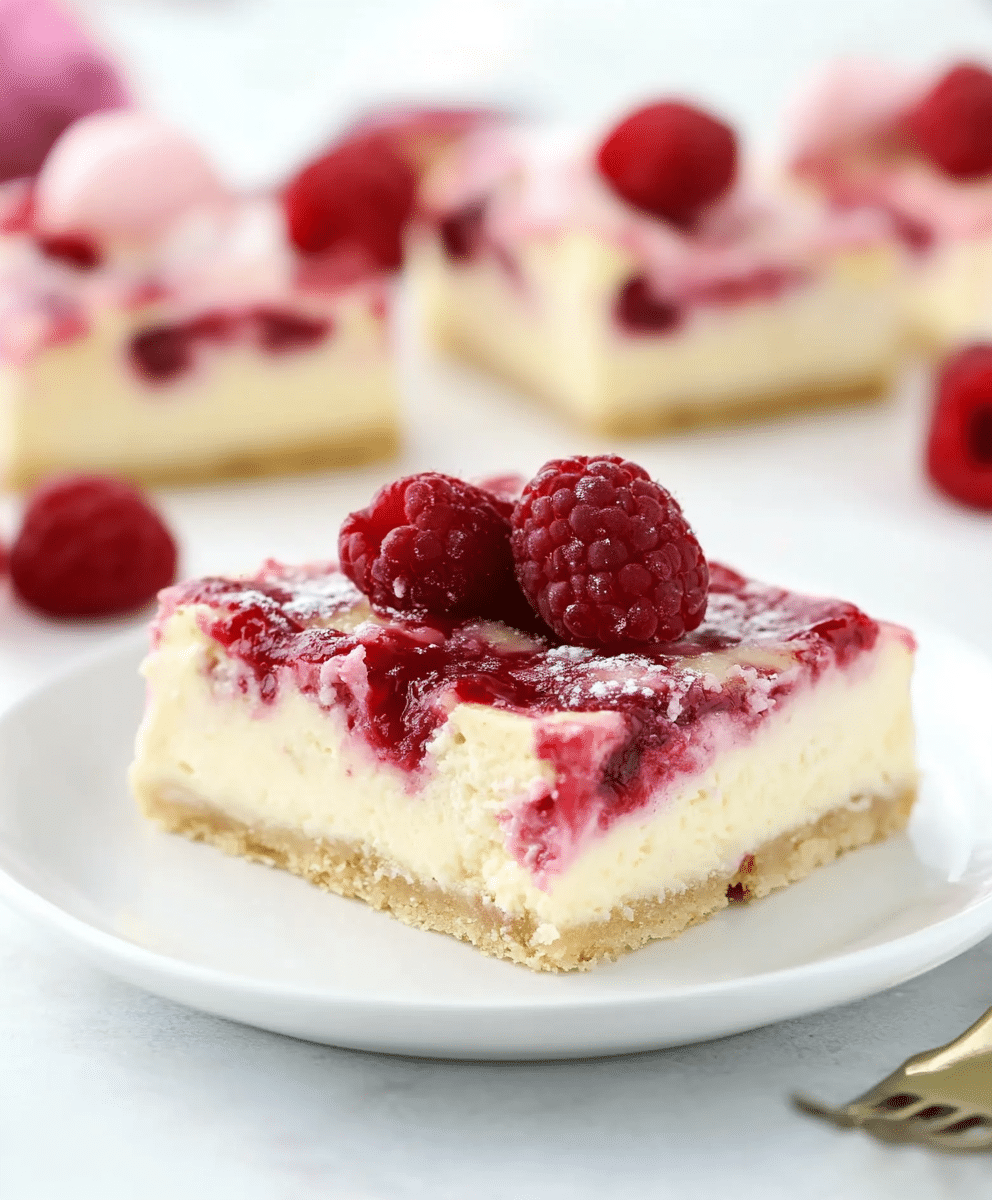 Raspberry White Chocolate Cheesecake Squares Recipe - Savory Recipe