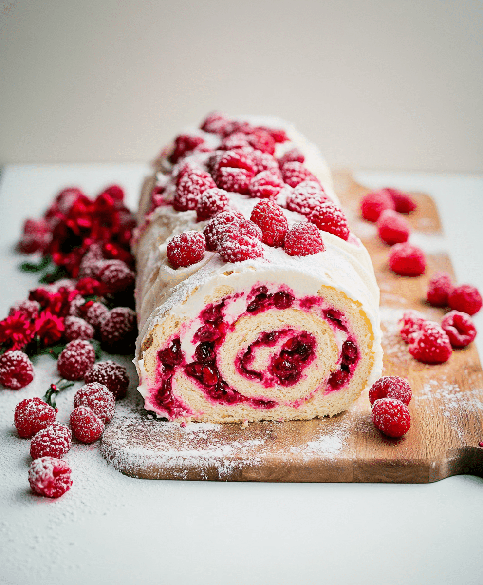 Christmas Raspberry Cake Roll Recipe - Savory Recipe