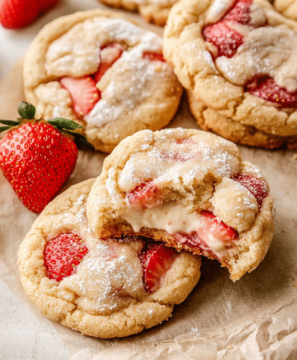Easy Strawberry Cheesecake Stuffed Cookies Recipe - Savory Recipe