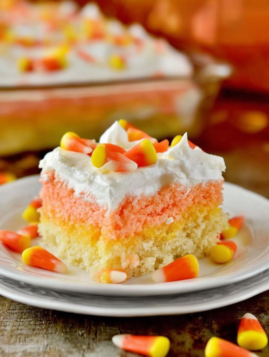 Candy Corn Poke Cake Recipe - Savory Recipe