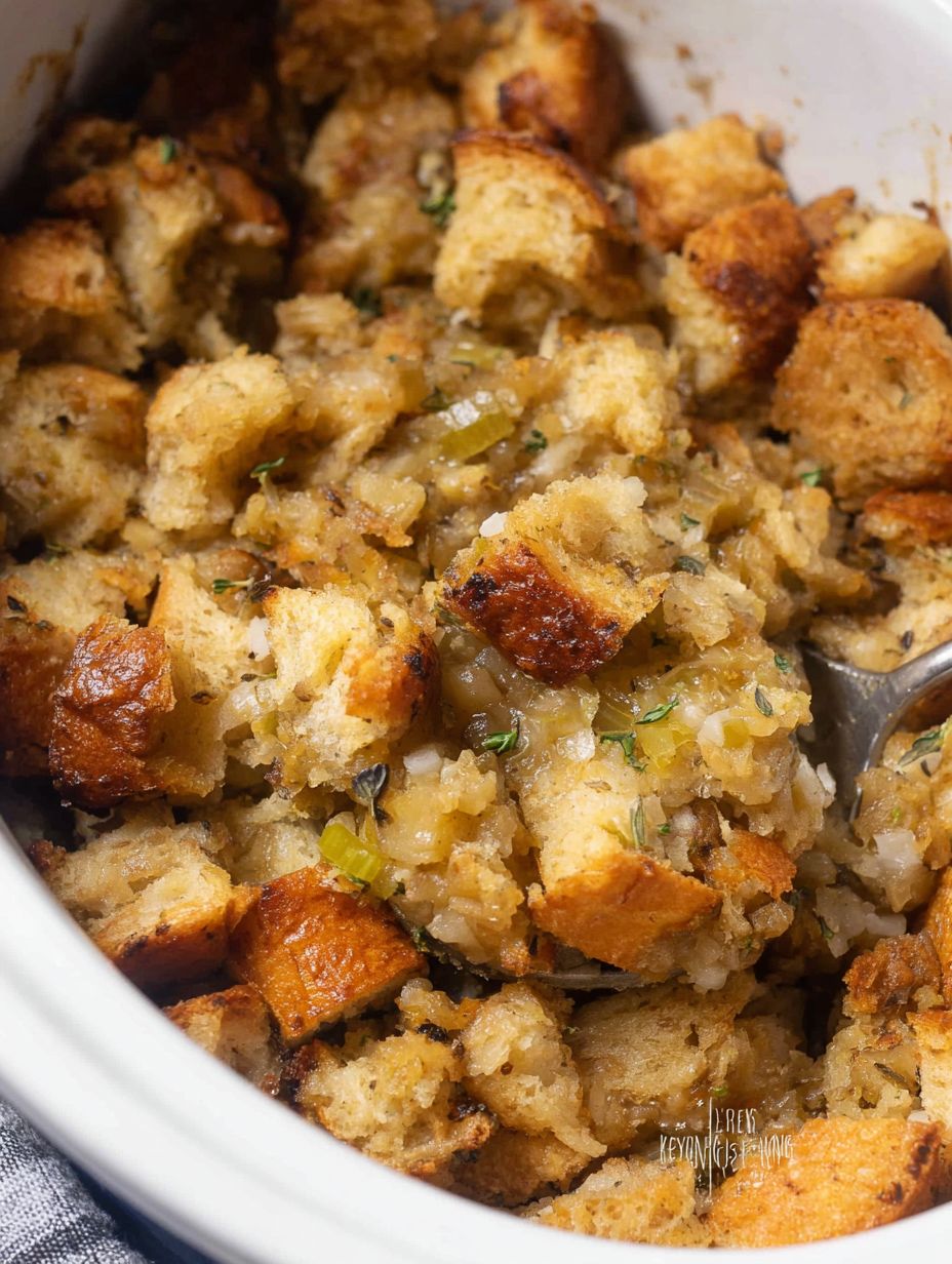 Cozy Crockpot Stuffing Recipe | Easy Crockpot Thanksgiving Recipes ...